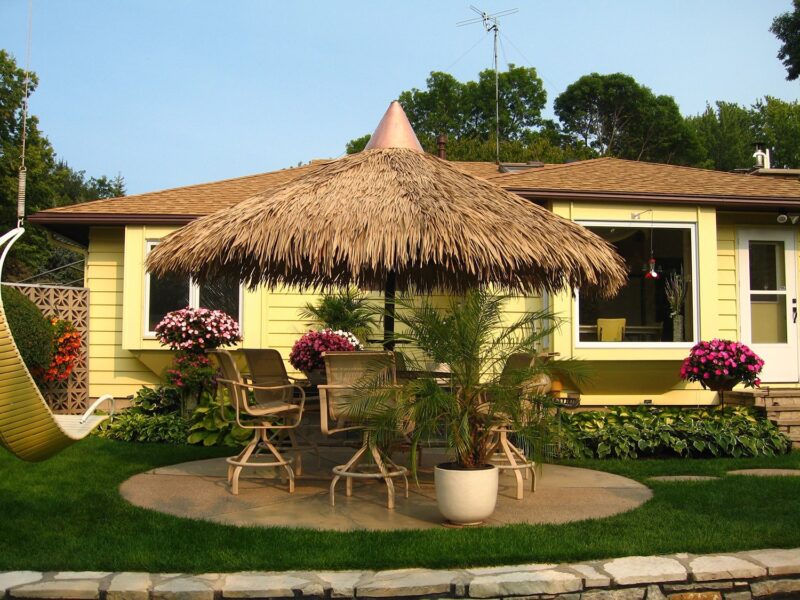 Natural or synthetic thatch tiki hut kits